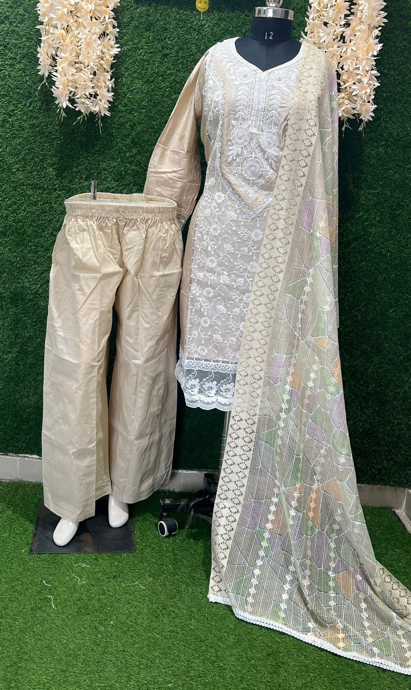Cotton Suit Set with Intricate Embroidery - DGlobal Fashions